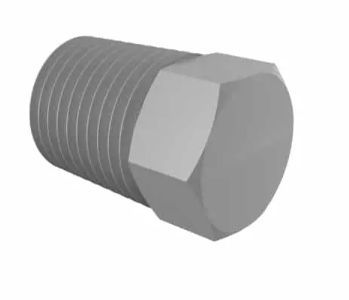 B-EP-100076-PVDF Gray PVDF Threaded Hex Plug 1/4 NPT
