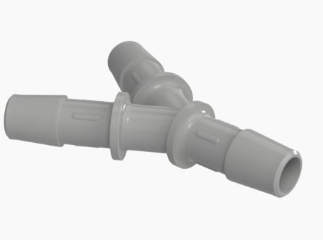 B-EY-100011-PVDF Wye 3/8 Barb in Gray PVDF